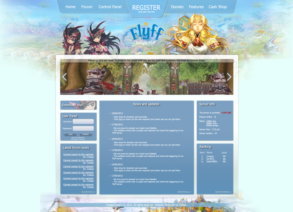 Delight Flyff website | RaGEZONE - MMO Development Forums